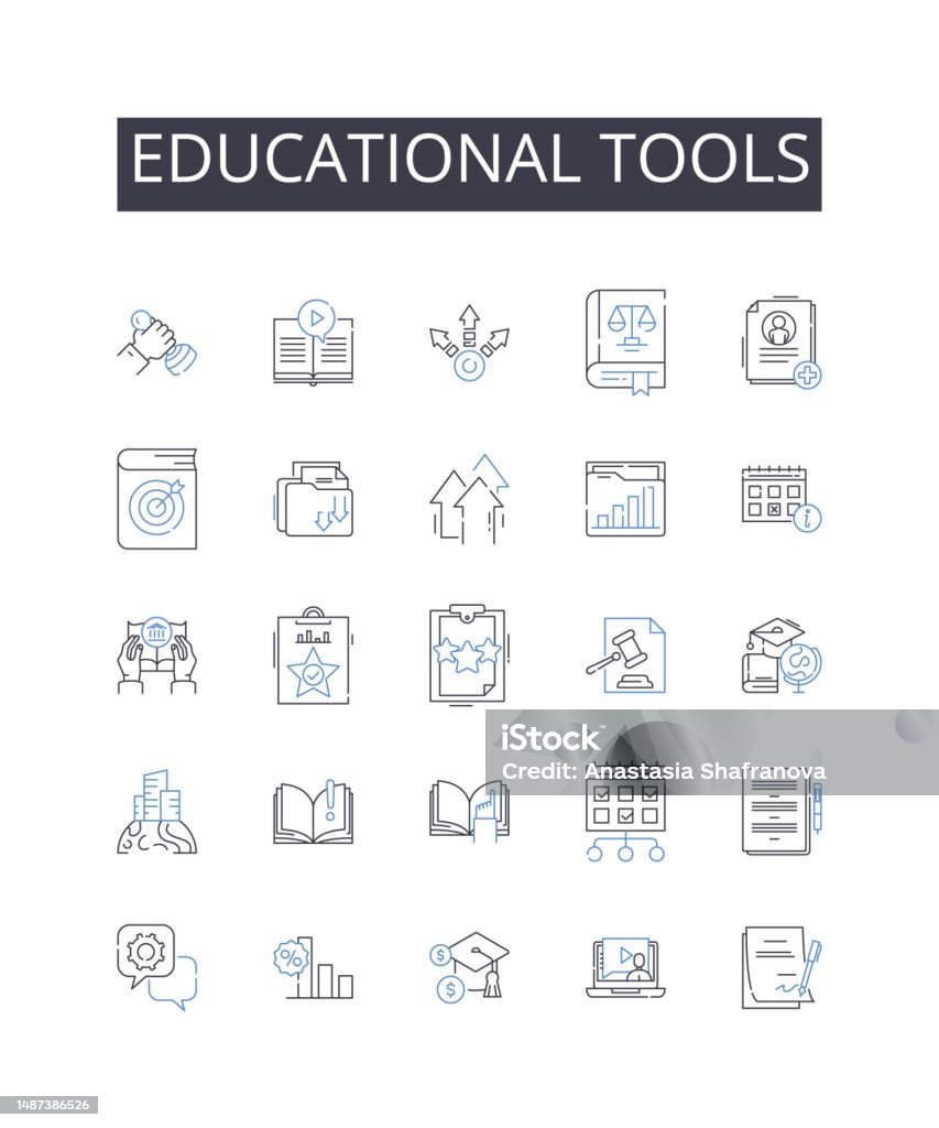 Educational Tools Line Icons Collection Algorithmic Automated Classification Clustering