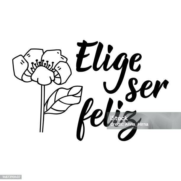 Choose To Be Happy In Spanish Lettering Ink Illustration Modern Brush