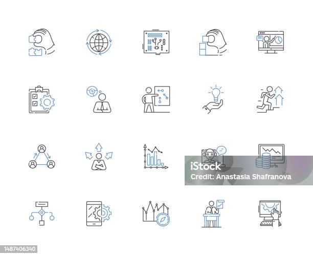 Software Development Line Icons Collection Programming Algorithms