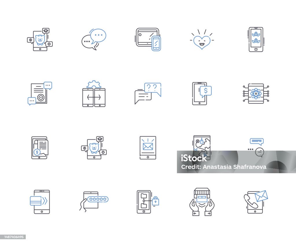 Smart Device Line Icons Collection Innovation Connectivity Efficiency Intelligence Automation