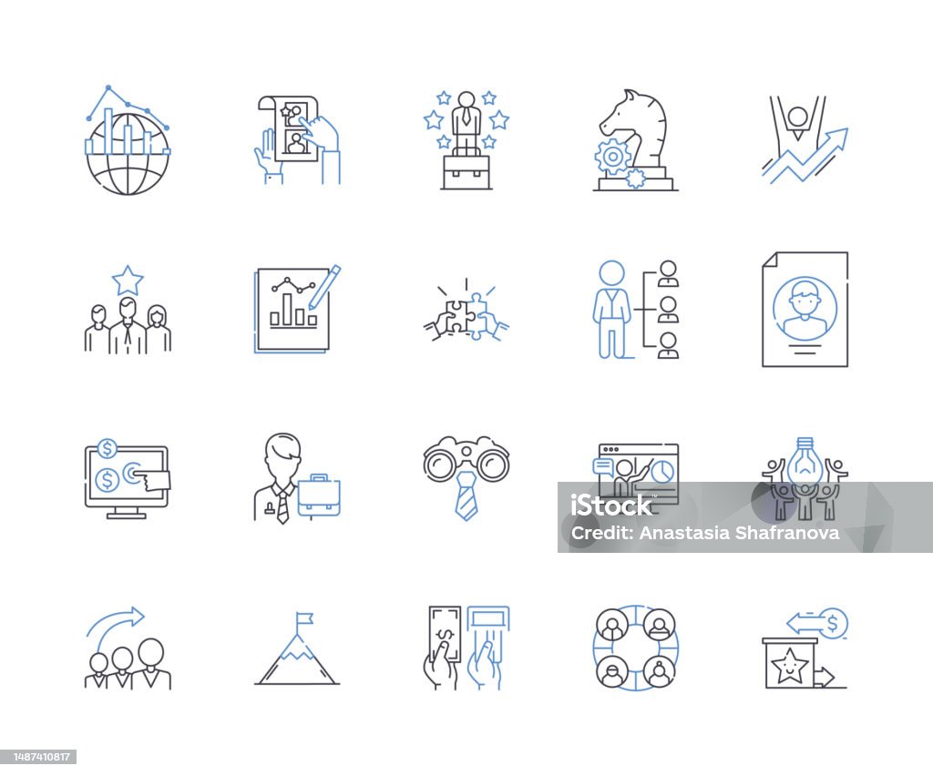 Resource Optimization Line Icons Collection Efficiency Streamlining