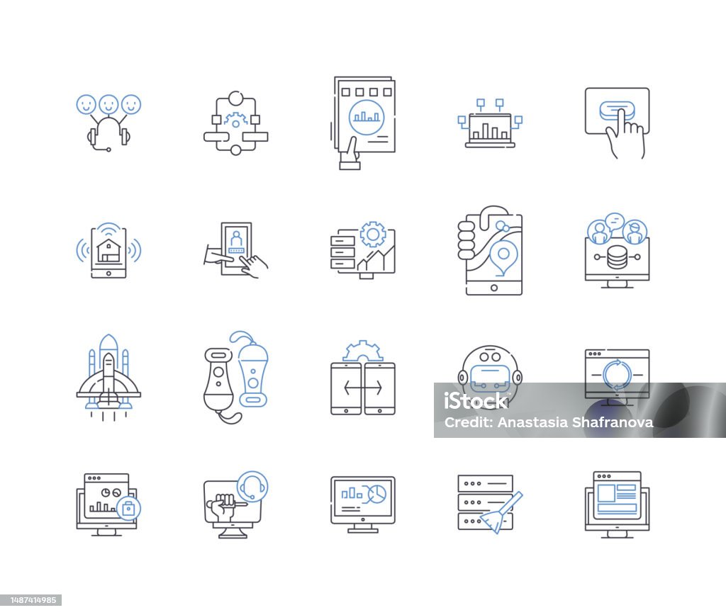 Predictive Modeling Line Icons Collection Regression Classification Forecasting Modeling