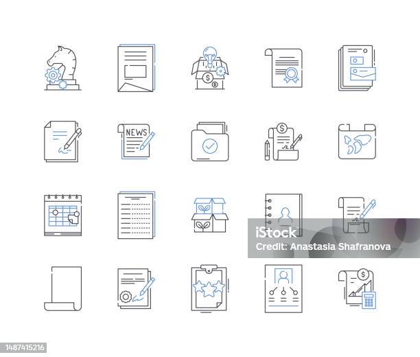 Pipeline Management Line Icons Collection Optimization Performance Efficiency Forecasting