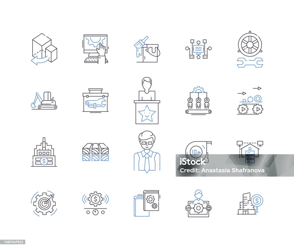 Digital Transformation Line Icons Collection Digitization Innovation