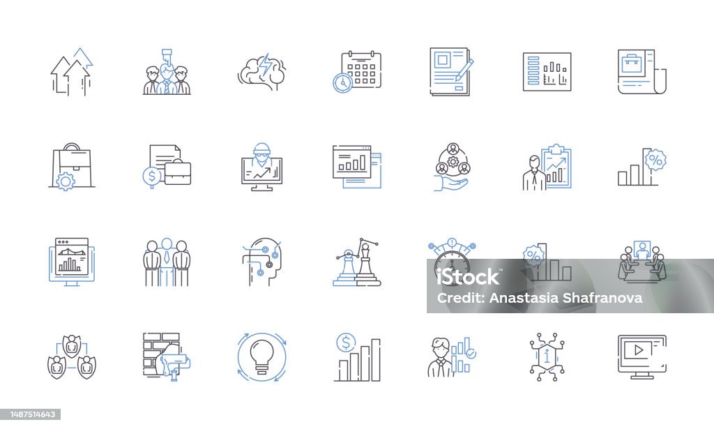 Operations Optimization Line Icons Collection Efficiency Streamlining Productivity Automation