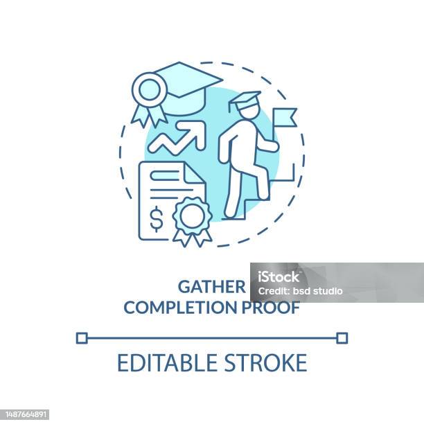 Gather Completion Proof Turquoise Concept Icon Stock Illustration ... Gather Completion Proof Turquoise Concept Icon Stock Illustration ...