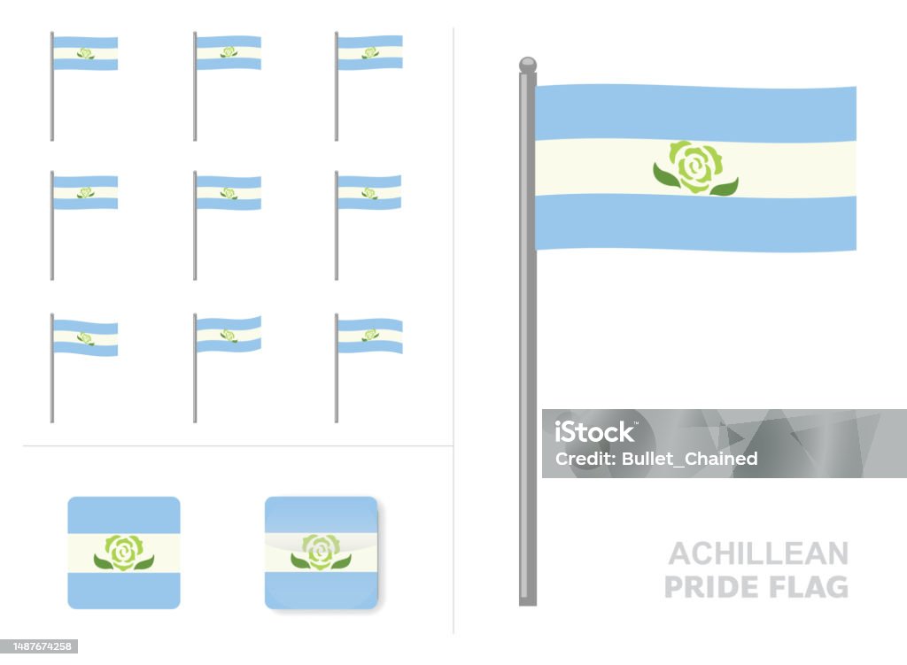 Achillean Pride Flag Waving Animation App Icon Vector Stock