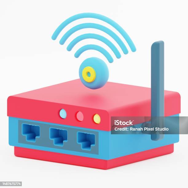 Perangkat Router Ikon 3d Pada Jaringan Komputer Diwakili Oleh Router