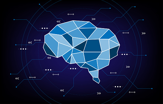 Circuit Board Brain Logo Icon High Tech Polygon Styleabstract Design Of