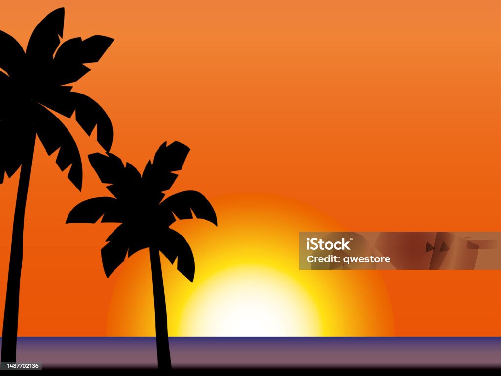 Palm Tree Evening B44向量圖形及更多側影圖片 側影 夏天 夏威夷大島 Istock