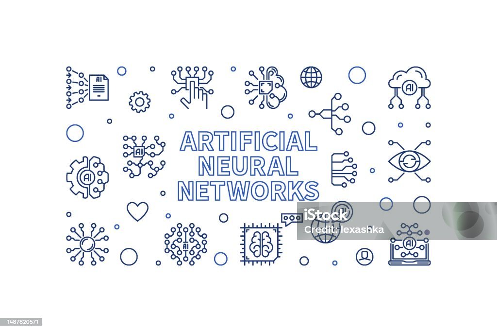 Artificial Neural Networks Line Horizontal Minimal Banner Vector Ai Networks Illustration Stock