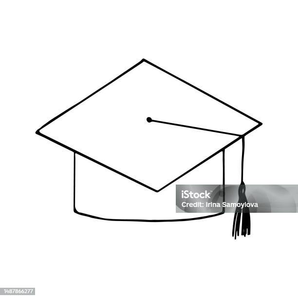 Casquette De Graduation Dessinée À La Main Dans Le Style Griffonnage