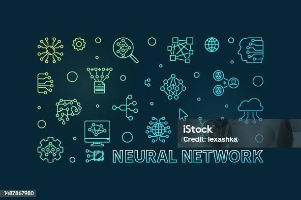Neural Network Line Horizontal Colored Banner Vector Ai Technology