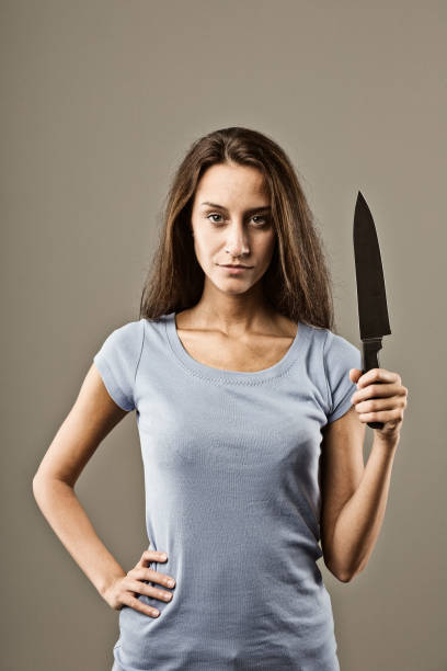 Free Stock Photo of Woman Standing in Dark Room With Knife | Download ...