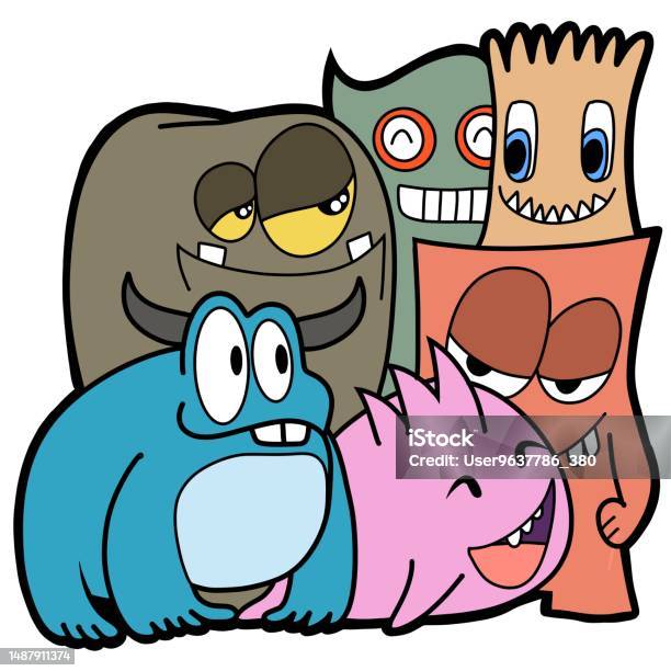 Ilustrasi Yang Digambar Tangan Doodle Monster Ilustrasi Monster Kartun