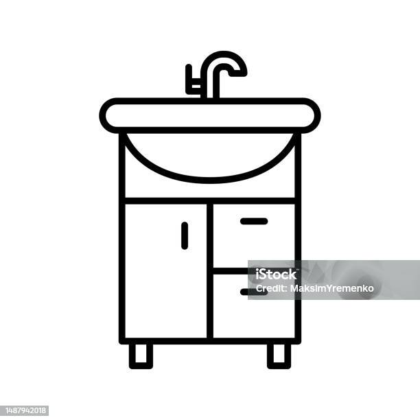 Icône Lavabo Dans La Salle De Bain Évier Avec Robinet Isolé Sur Fond