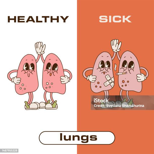 Karakter Paruparu Sakit Yang Sedih Vs Yang Sehat Desain Ilustrasi
