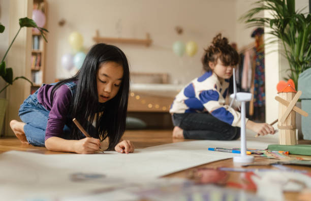 Free Stock Photo of Two children drawing together | Download Free ...
