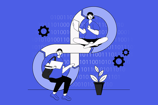 Konsep Web Devops Dengan Adegan Karakter Dalam Desain Datar Orang