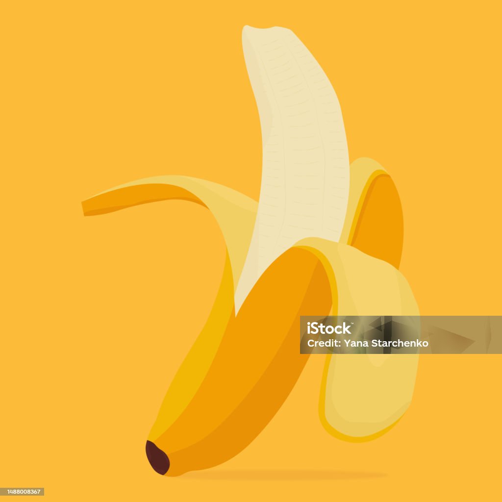 Ripe Banana With Peel Isolated In Flat Style Stock Illustration Download Image Now Art