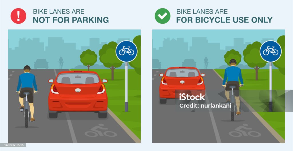 Outdoor Parking Rules And Safe Bicycle Riding Tips Bike Lanes Are Not