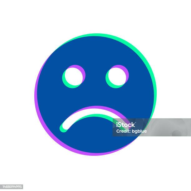 Emoji Visage Triste Icône Avec Superposition De Deux Couleurs Sur Fond