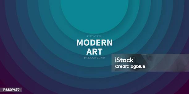 Abstract Design With Circles And Blue Gradients Trendy Background Stock