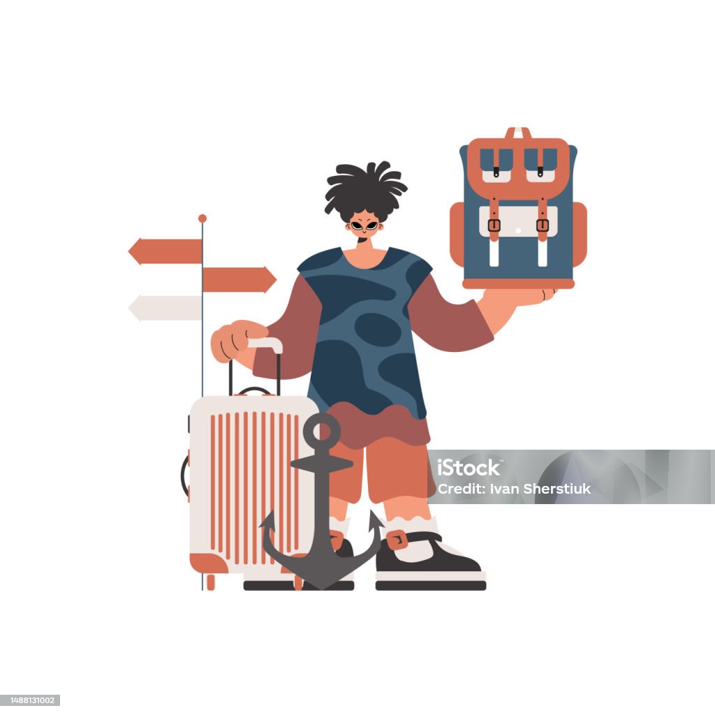 Orang Itu Memegang Ransel Perjalanan Dan Bungkusan Terbatas Pada ... Orang Itu Memegang Ransel Perjalanan Dan Bungkusan Terbatas Pada ...