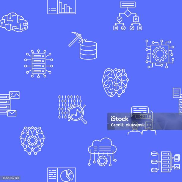 Neural Network And Automated Systems Seamless Pattern Stock