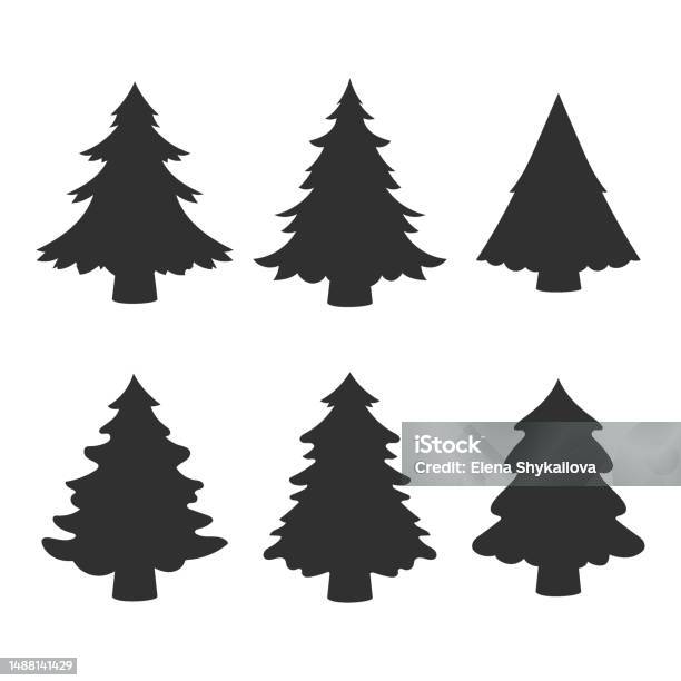 Silhouette Simple Darbre De Noël Silhouette De Dessin Animé