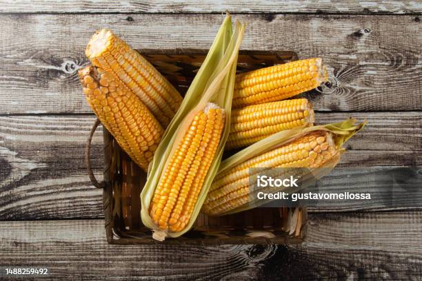 Jagung Kuning Segar Dalam Keranjang Di Atas Kayu Pedesaan Foto Stok ... Jagung Kuning Segar Dalam Keranjang Di Atas Kayu Pedesaan Foto Stok ...