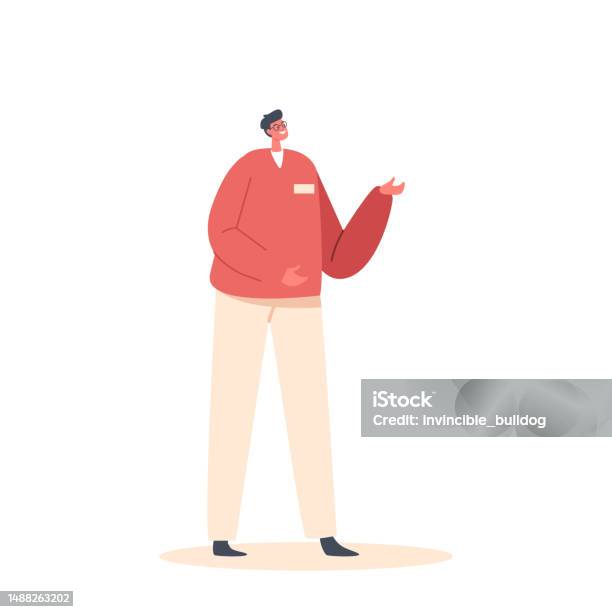 Isolated Smiling Salesman Character Dressed Professionally Ready To ... Isolated Smiling Salesman Character Dressed Professionally Ready To ...