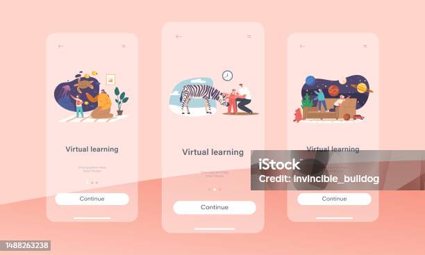 Template Layar Onboard Halaman Aplikasi Seluler Pembelajaran Virtual