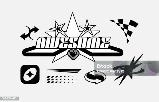 Vector Graphic Assets Set Bold Modern Shapes Stock Illustration