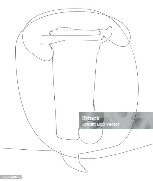 Une Ligne Continue De Bulle De Parole Avec La Poubelle Concept