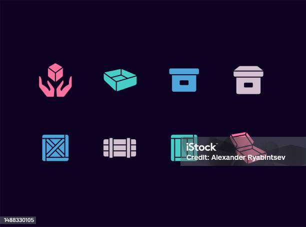 Boxes Vector Icon Set Logistics Packaging Delivery Icons Stock