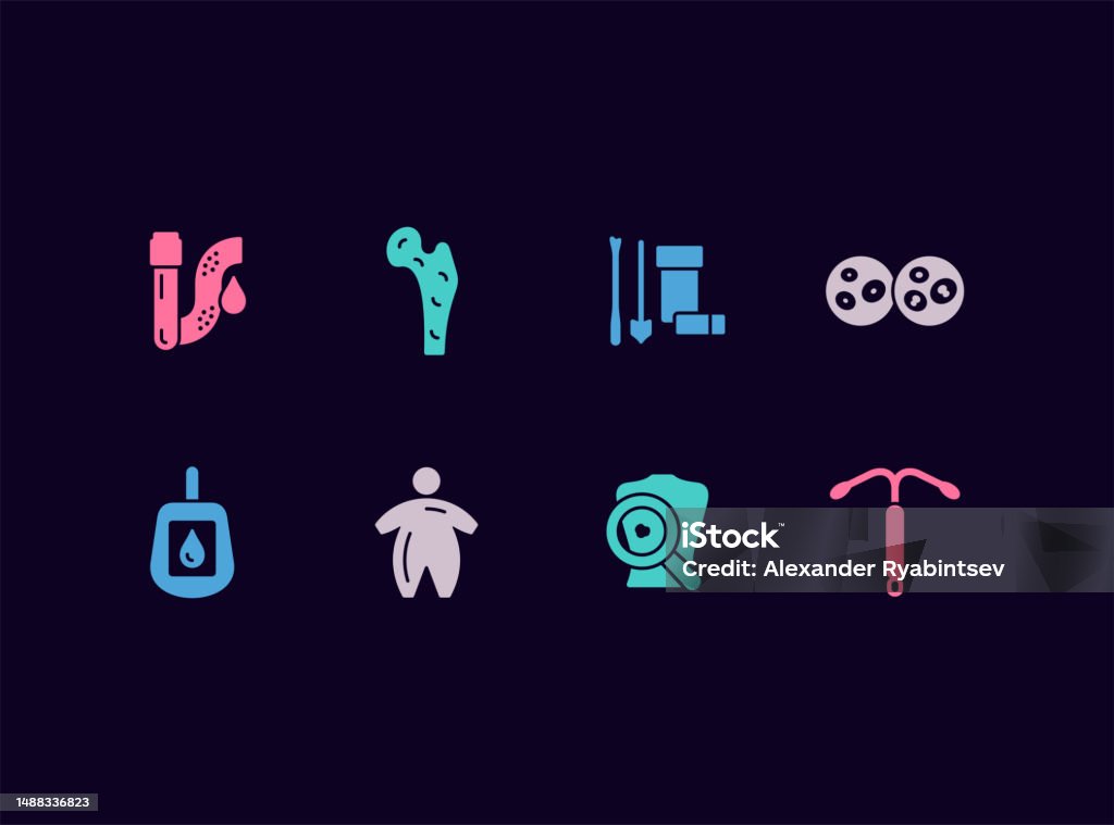 Womans Health Vector Icon Set Stock Illustration Download Image Now Sex And Reproduction