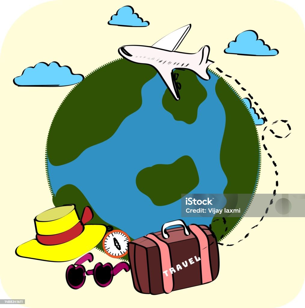 世界中を旅するコンセプトwebグラフィックとデザイン用のフラットエレメント分離型ベクターイラスト めがねのベクターアート素材や画像を多数ご