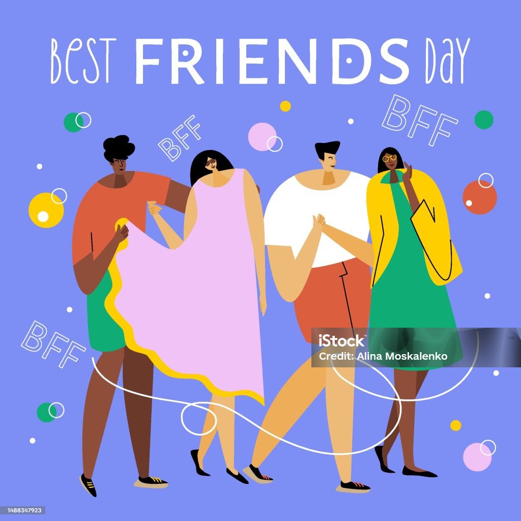 Le Groupe Damis Le Couple Dadolescents Et La Phrase Best Friends Day