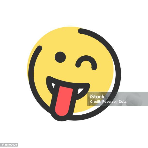 Emoji Clin Dœil Avec Licône Vectorielle Isolée De La Langue Vecteurs