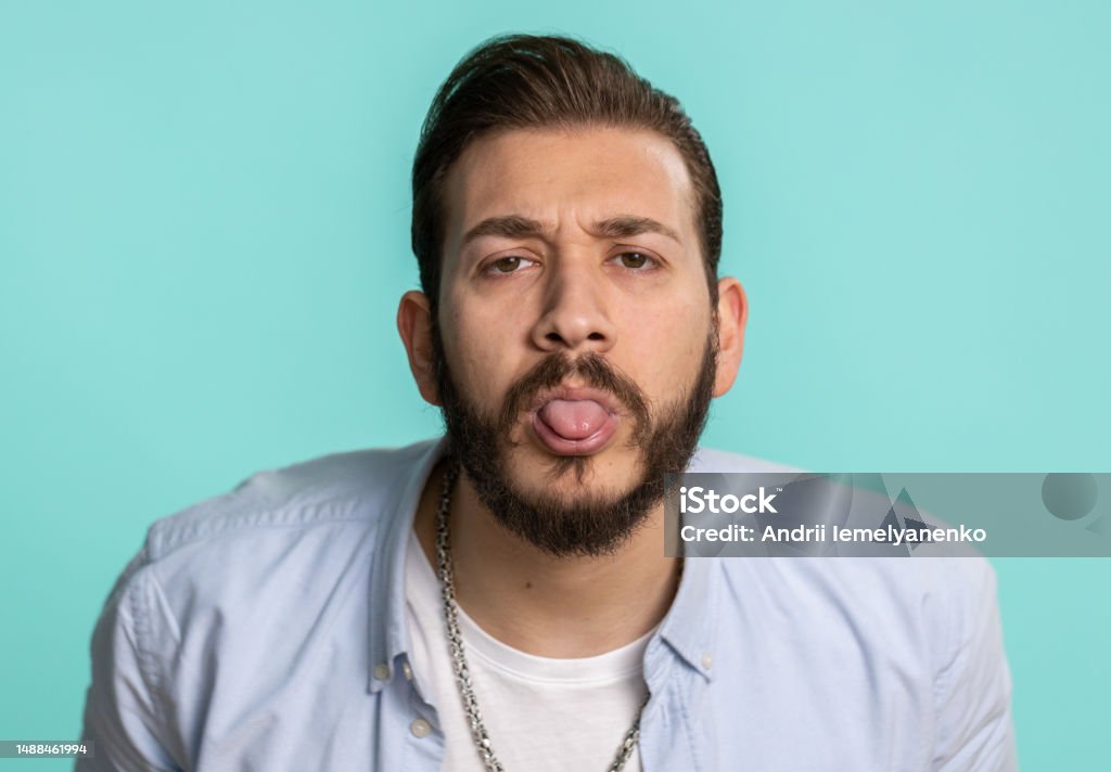 Comical Funny Lebanese Man Making Playful Silly Facial Expressions