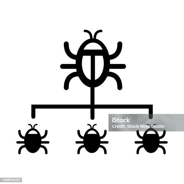 Gestion Du Spam Icône Noire Plate Isoler Sur Fond Blanc Illustration