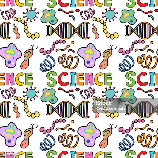 Science Objects And Icons Seamless Pattern Stock Illustration
