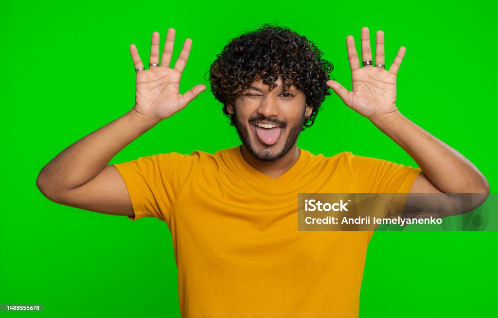 Comical Funny Indian Man Making Playful Silly Facial Expressions