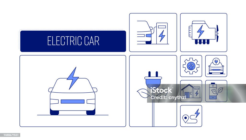 Ilustrații De Stoc Cu Masina Electrica Legate De Vector Banner Design