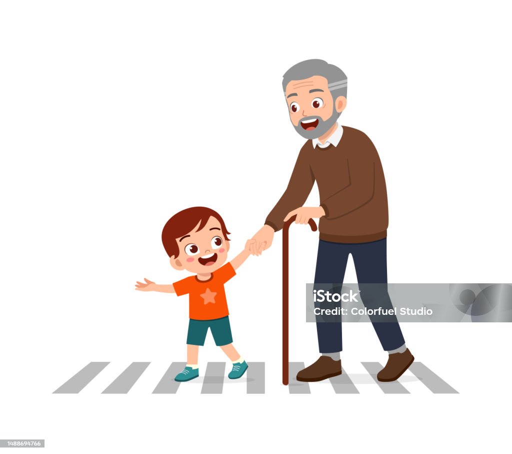 Anak Kecil Membantu Orang Tua Untuk Menyeberang Jalan Ilustrasi Stok ... Anak Kecil Membantu Orang Tua Untuk Menyeberang Jalan Ilustrasi Stok ...