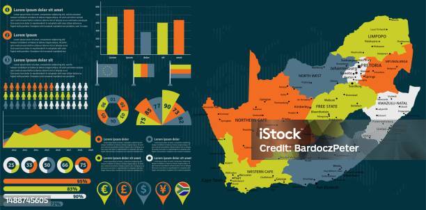 Carte Détaillée De Lafrique Du Sud Avec Éléments Infographiques