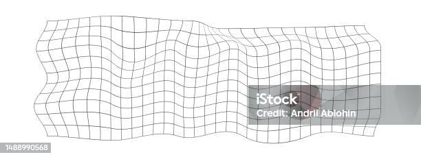 Distorted Grid Texture Curvatured Net Warped Mesh Surface Isolated On