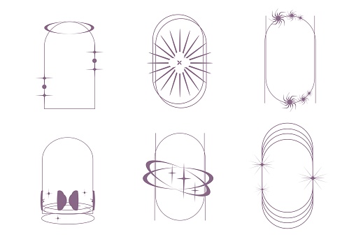 Y2k Aesthetic Frame Modern Sipmle Graphic Retro Geometric Shape With