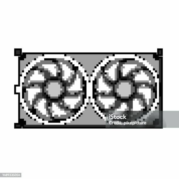 Computer Cooling Fan Pc Game Pixel Art Vector Illustration Stok Vektör